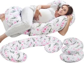 Těhotenský a kojicí polštář BABYMAM PREMIUM 300 cm 3v1 - Květy v zahradě