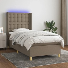 Box spring postel s matrací a LED taupe 90x200 cm textil