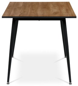 Jídelní stůl, 160x80, deska MDF, dýha divoký dub, kovové nohy, černý lak