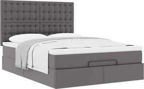 Osmanský rám postele s matrací šedá 140x190cm umělá kůže 3313004