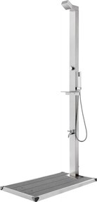 Zahradní sprcha s šedou základnou 225 cm nerezová ocel 3070792