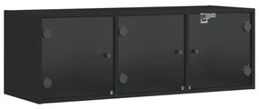vidaXL Nástěnná skříňka se skleněnými dvířky černá 102x37x35 cm