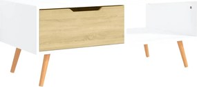 Konferenční stolek bílý a dub sonoma 100x49,5x43 cm dřevotříska 326791