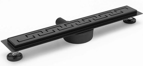 Rea PRO Black Matt, lineární odtokový žlab 70cm, vzor Greek, černá matná, REA-G8024