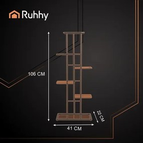 Stojan na květiny Ruhhy - 106 cm - 6 polic - černý