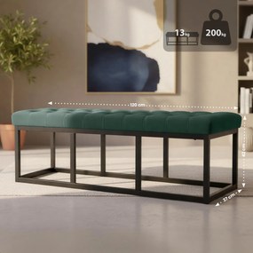 Lavice Polson samet černá konstrukce 120 cm – zelená