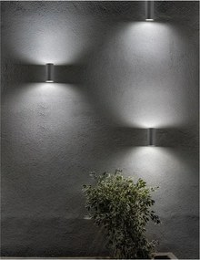 NV 710022 Venkovní nástěnné svítidlo NERO tmavě šedý hliník skleněný difuzor GU10 2x7W 220-240V IP54 bez žárovky světlo nahoru a dolů - NOVA LUCE