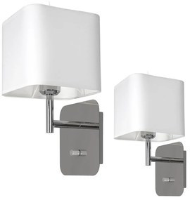 Nástěnné svítidlo Napoli, 1x bílé textilní stínítko, ch