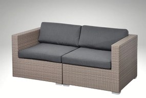 Zahradní set - sofa ALLEGRA pro 2 osoby, šedobéžový umělý ratan 166cm