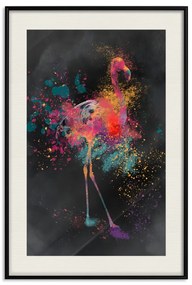 Plakát Flamingová barva - abstraktní mnohobarevný pták v akvarelovém motivu