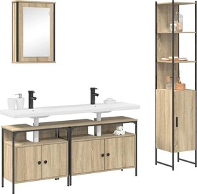Sada koupelnového nábytku 4 ks Sonoma dub 33 x 33 x 185,5 cm 3399396