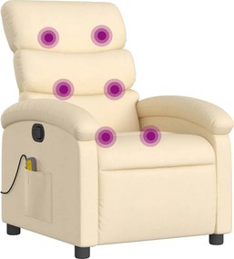 Masážní polohovací křeslo krémové barvy, látka 3205813