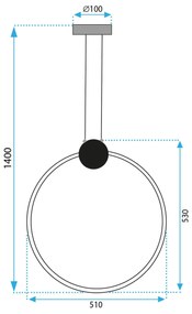 Toolight Stropní svítidlo LED APP1399-CP GOLD 50cm