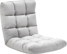 HOMCOM skládací podlahové křeslo 3 v 1 s nastavitelným opěradlem 13 poloh skládací lehátko šedé z kovové pěny 55x71x53,5cm do obývacího pokoje a na z…
