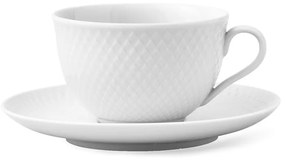 LYNGBY Šálek s podšálkem Rhombe White, bílá barva, porcelán