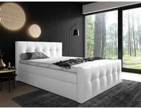Čalouněná postel Maxim 200x200, bílá eko kůže + TOPPER
