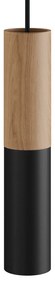 creative cables Závěsná lampa s textilním kabelem a dvojitým stínidlem Tub-E14, dřevo a kov Barva: Neutrální-matný bronz