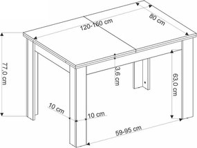 Jídelní stůl Aseado, dub artisan