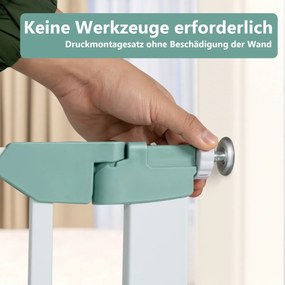Costway Baby Door Gate 80-132 cm Kovová schodišťová brána Bez vrtání 80, bílý