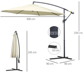 Jumi OP-142694 Slunečník s boční nohou průměr 300 cm bílý