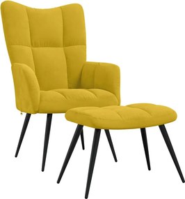 Relaxační křeslo s taburetkou, hořčicově žluté sametové 328091
