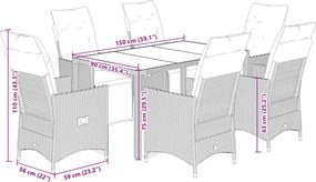 7dílný zahradní bistro set s poduškami hnědý polyratan 3276918