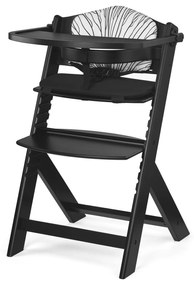 KINDERKRAFT Jídelní dřevěná židlička Enock s vložkou, Black and White