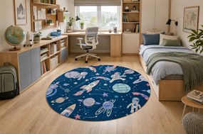 Dětský koberec protiskluzový BAMBINO 61580 modrý / oranžový kruh
