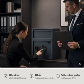 Depozitní trezor s vhozem, elektronický zámek na kód, na peníze a dokumenty, 345x455x300 mm: CEDRIC