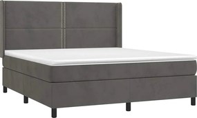Box spring postel s matrací tmavě šedá 180x200 cm samet 3132634