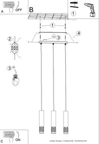 Závěsné svítidlo Liro, 3x bílé kovové stínítko