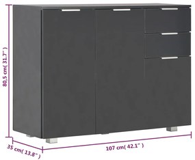 vidaXL Marketos Příborník černý s vysokým leskem 107x35x80,5 cm