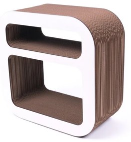 Noční stolek, polička bílý z recyklovaného kartonu ROUNDSHELF KARTOONS