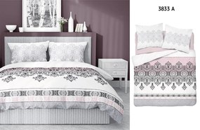 Detexpol Bavlněné povlečení 220x200 Glamour bílé růžové ornamenty orientální 3833 A Bavlna 88