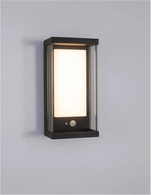 NV 9120711 Venkovní nástěnné svítidlo BAY antracitový hliník čiré sklo a akrylový difuzor LED 1.5W 3000K 3.7V 87st. IP65 solární / vypínač na těle / pohybové čidlo - NOVA LUCE