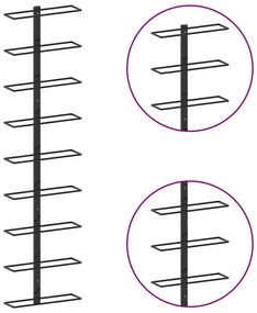 vidaXL Marketos Nástěnný stojan na víno na 18 lahví 2 ks černý železo