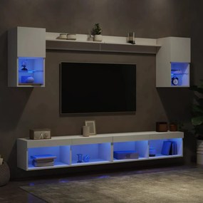 6dílná obývací stěna s LED osvětlením bílá kompozitní dřevo 3216686