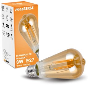 BERGE LED žárovka E27 8W ST64 teplá bílá