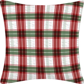 Krepový perkálový povlak na polštář Kostka - červenozelený Velikost: 40 x 40