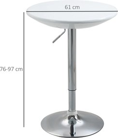 HOMCOM Barový stůl moderní jídelní stůl výškově nastavitelný kovový ABS lakovaný bílá Ø61 x 76-97 cm do kuchyně a obývacího pokoje | Aosom.de