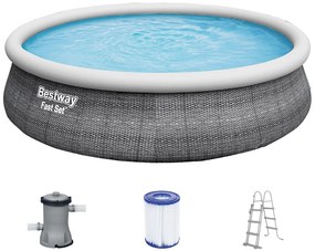 BESTWAY Fast Set Rattan Bazén 457 x 107 cm, kartušová filtrace 57372