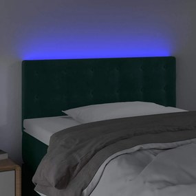 Čelo postele s LED tmavě zelené 100x5x78/88 cm samet 3122091