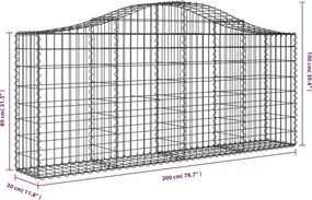 Klenutý gabionový koš 200 x 30 x 80/100 cm pozinkované železo 153384