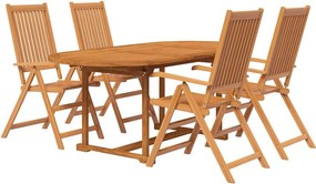 5dílný zahradní jídelní set masivní akáciové dřevo 120-170 cm 3079643