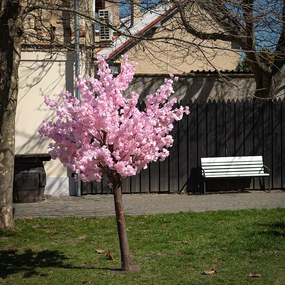 3D umělý strom Sakura 200 × 150 cm, růžová dekorace, IP44 venkovní, kov a plast