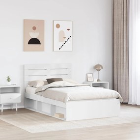 Rám postele s čelo Bílá 120 x 190 cm Masivní borové dřevo 3411439