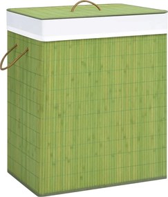 vidaXL Bambusový koš na prádlo se 2 přihrádkami 100 l [320748] Barva: Zelená