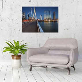 Skleněný obraz - Stmívání v Rotterdamu, Holandsko (70x50 cm)