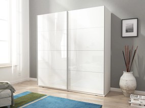 Šatní skříň Mika VII - bílá / bílý lesk - 150 cm