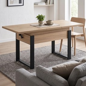 Rozkládací polohovací konferenční stolek HOGO 3v1 | 120-157x62,5-74,5x67 cm | síla horní desky 32 mm | dub sonoma/černé nohy